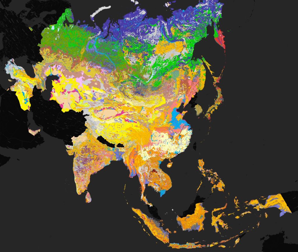 Atlas of Asia All Maps Dark Background | Go Green